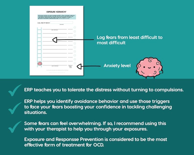 ERP Worksheets | OCD | Therapy Worksheets | OCD Recovery | Exposure ...
