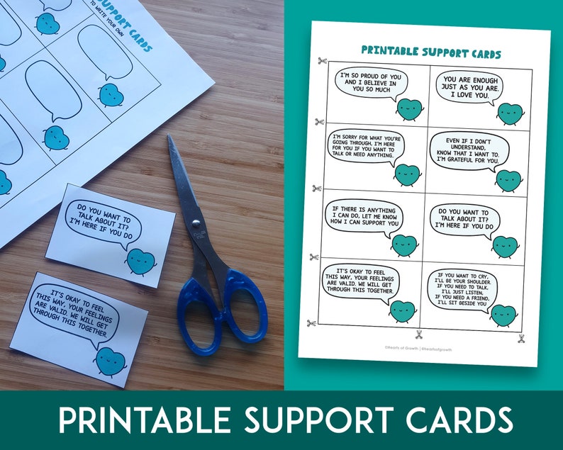 Mental Health Printable Support Cards, Children Feelings PRINTABLE ...