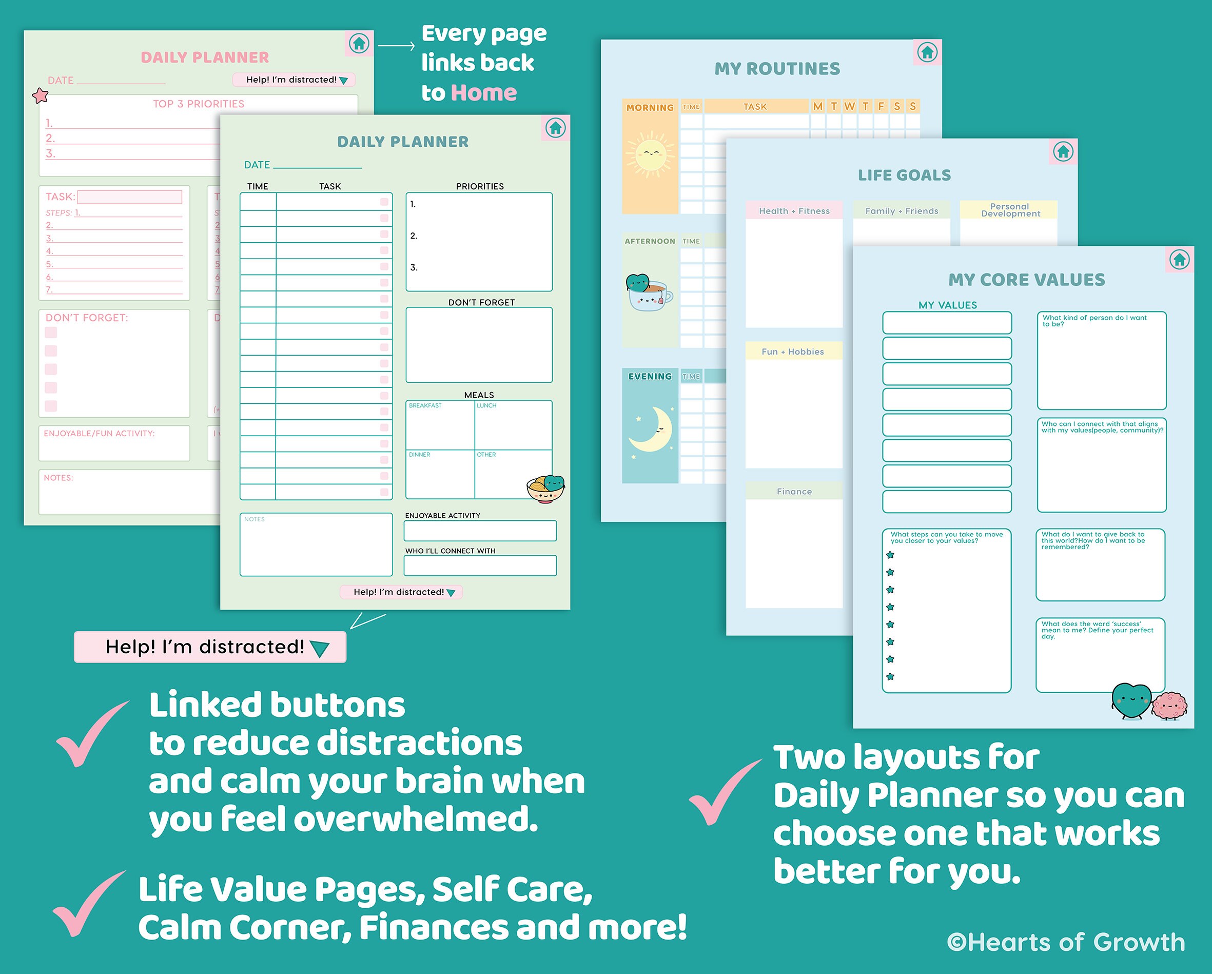 ADHD Digital Planner, Executive Functioning, ADHD Workbook, ADHD ...