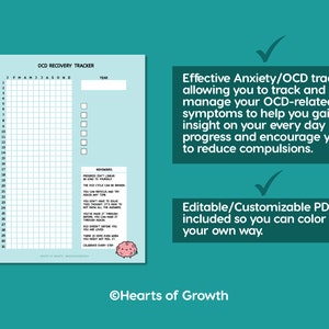 OCD Tracker | OCD Awareness | Therapy Worksheets | Therapy Printables ...