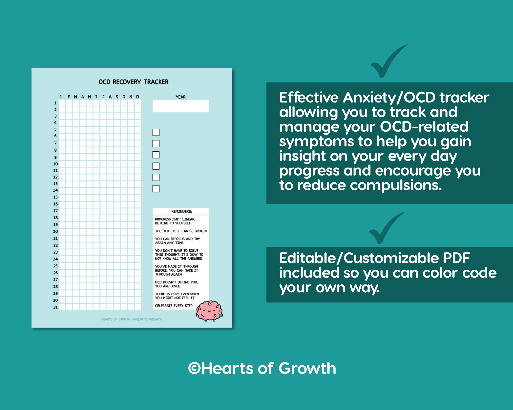 OCD Tracker | OCD Awareness | Therapy Worksheets | Therapy Printables ...