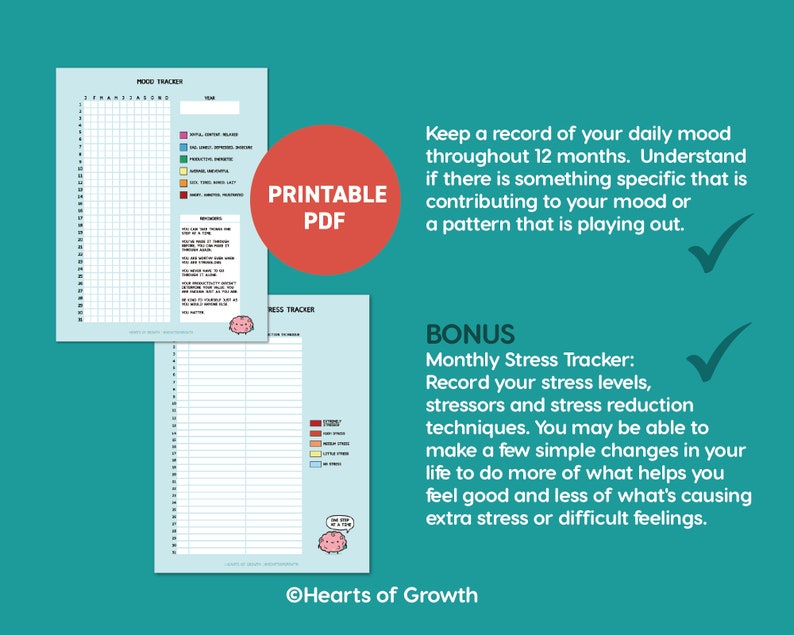 Daily Mood Tracker | Mental Health Tracker | Monthly Mood Tracker ...