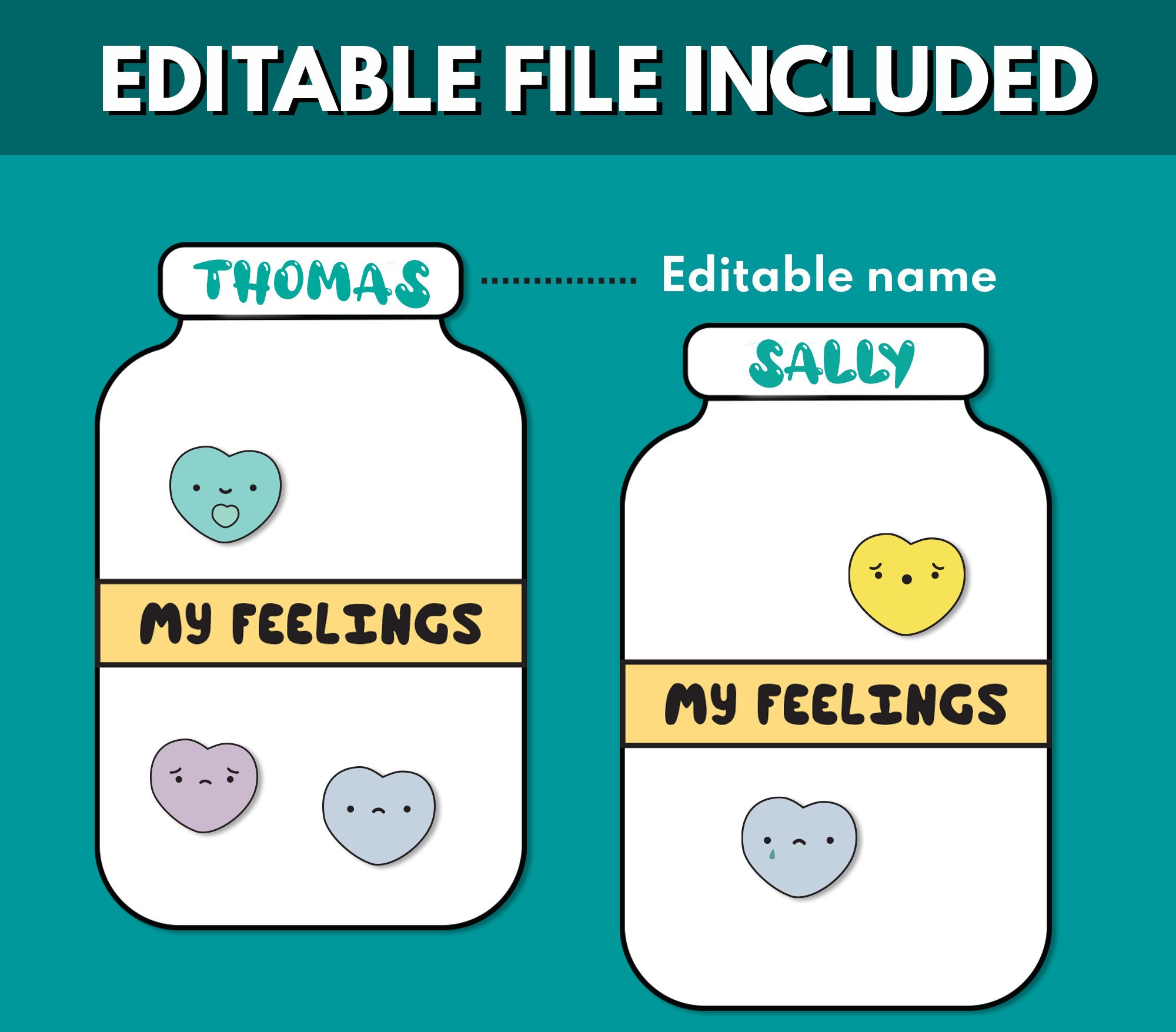 Feelings and Emotions Jar, Feelings Printable, Kids Mental Health ...