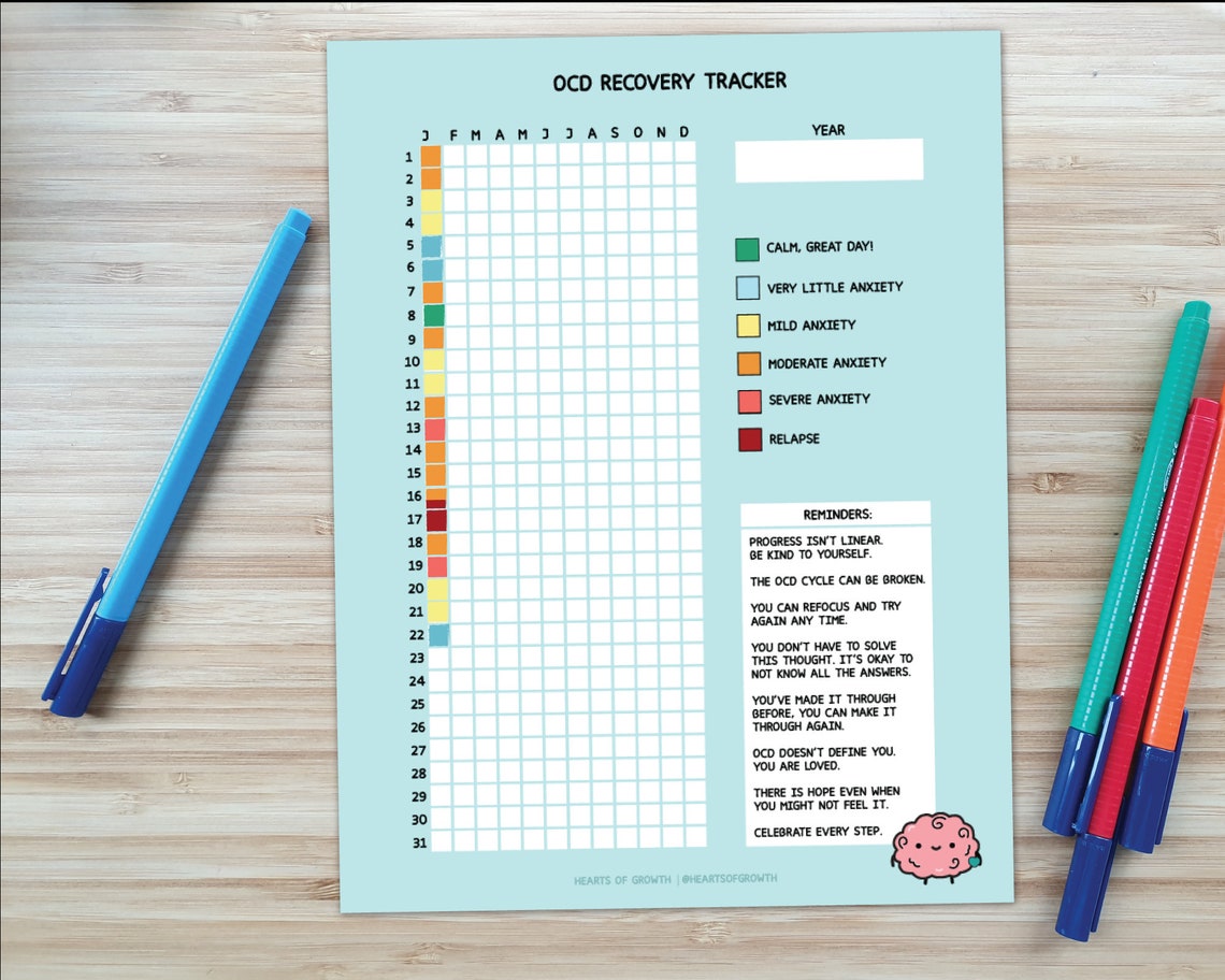 OCD Tracker | OCD Awareness | Therapy Worksheets | Therapy Printables ...