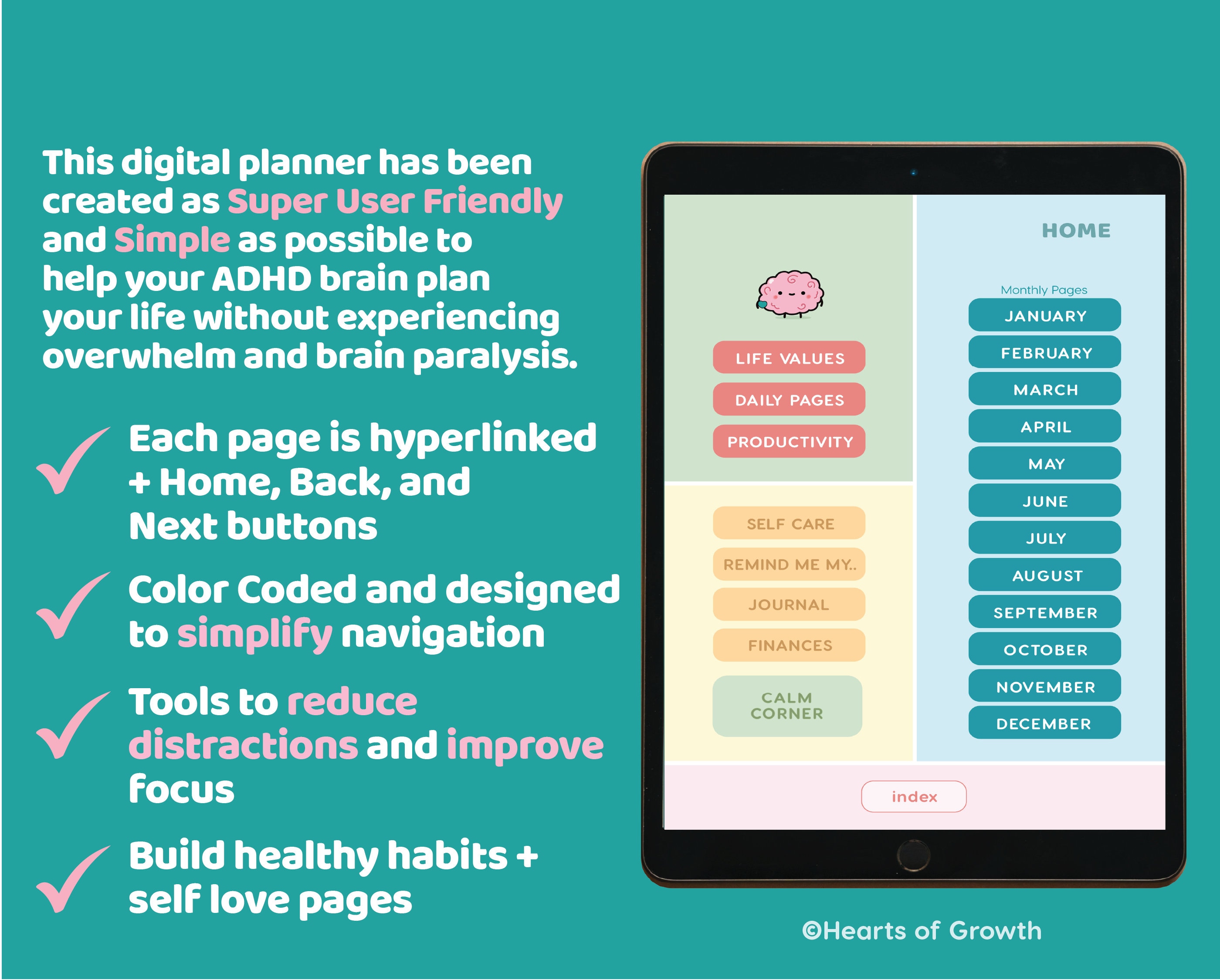 ADHD Digital Planner, Executive Functioning, ADHD Workbook, ADHD ...