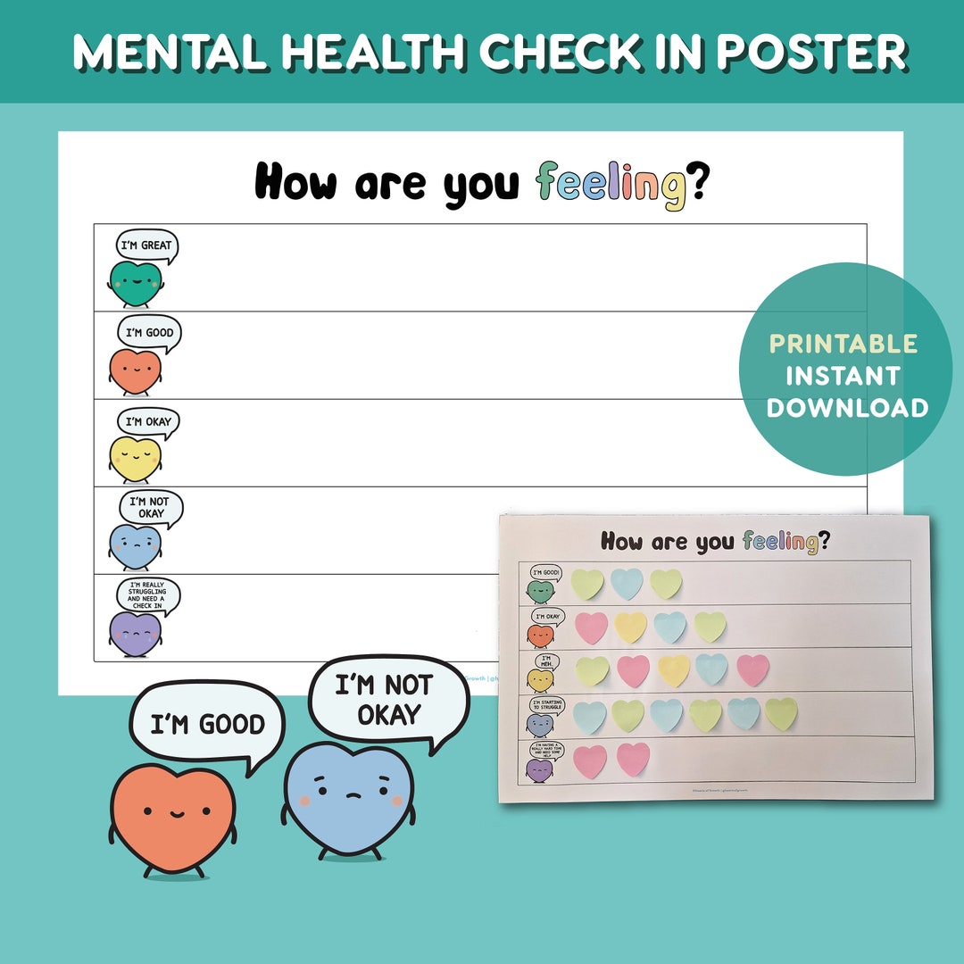 Mental Health Check in Poster | Daily Check in | Mental Health ...