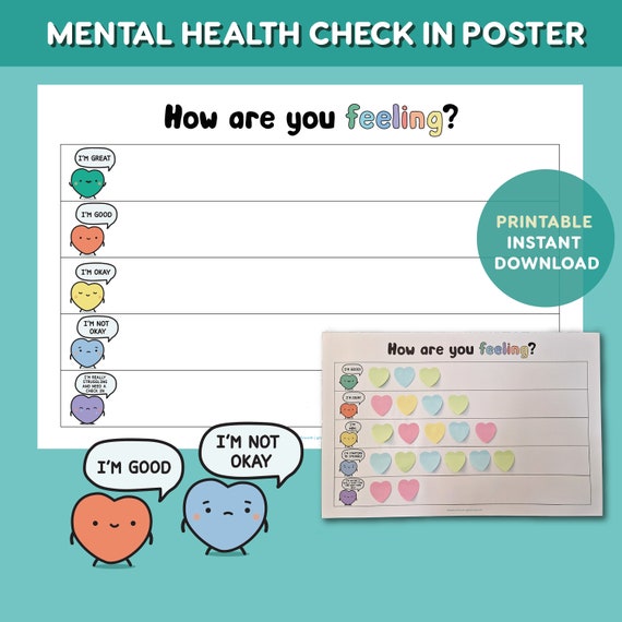 Mental Health Check in Poster Daily Check in Mental Health - Etsy UK