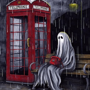 ORIGINAL ART: Sad Ghost Phone Artwork 11"x15" Original Physical Copy ...