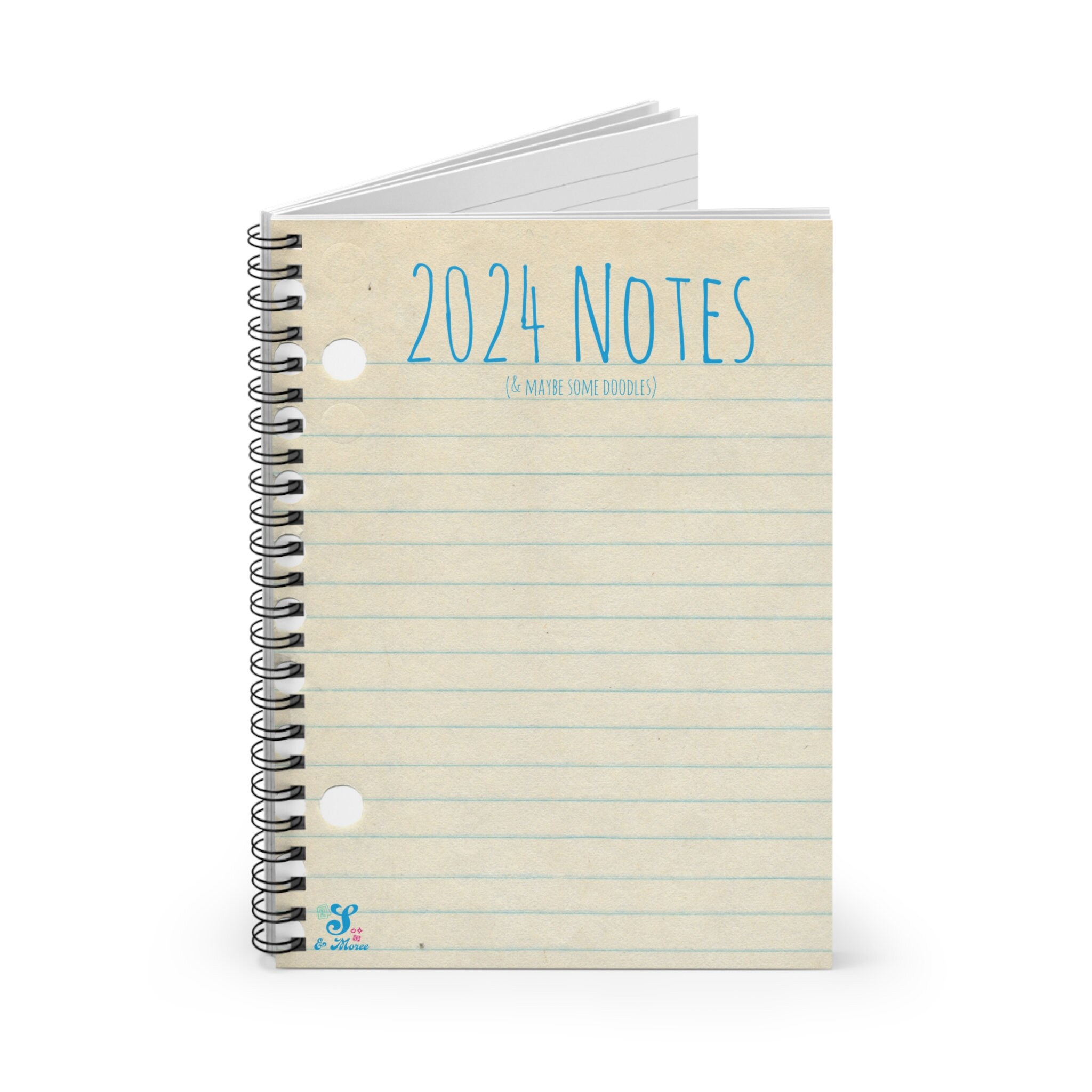 BLUE 2024 Notes and Doodles Spiral Notebook Ruled Line Self Customise ...