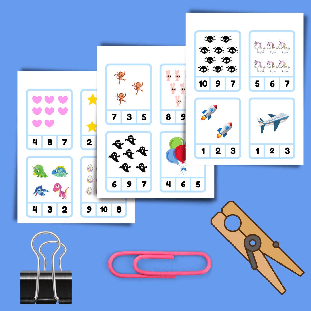 Printables and Worksheets, Counting and Numbers, Counting Clip Cards ...