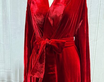 Satin Lined Luxury Velvet Robe, Boudoir Robe, Velvet Duster, House Robe ...