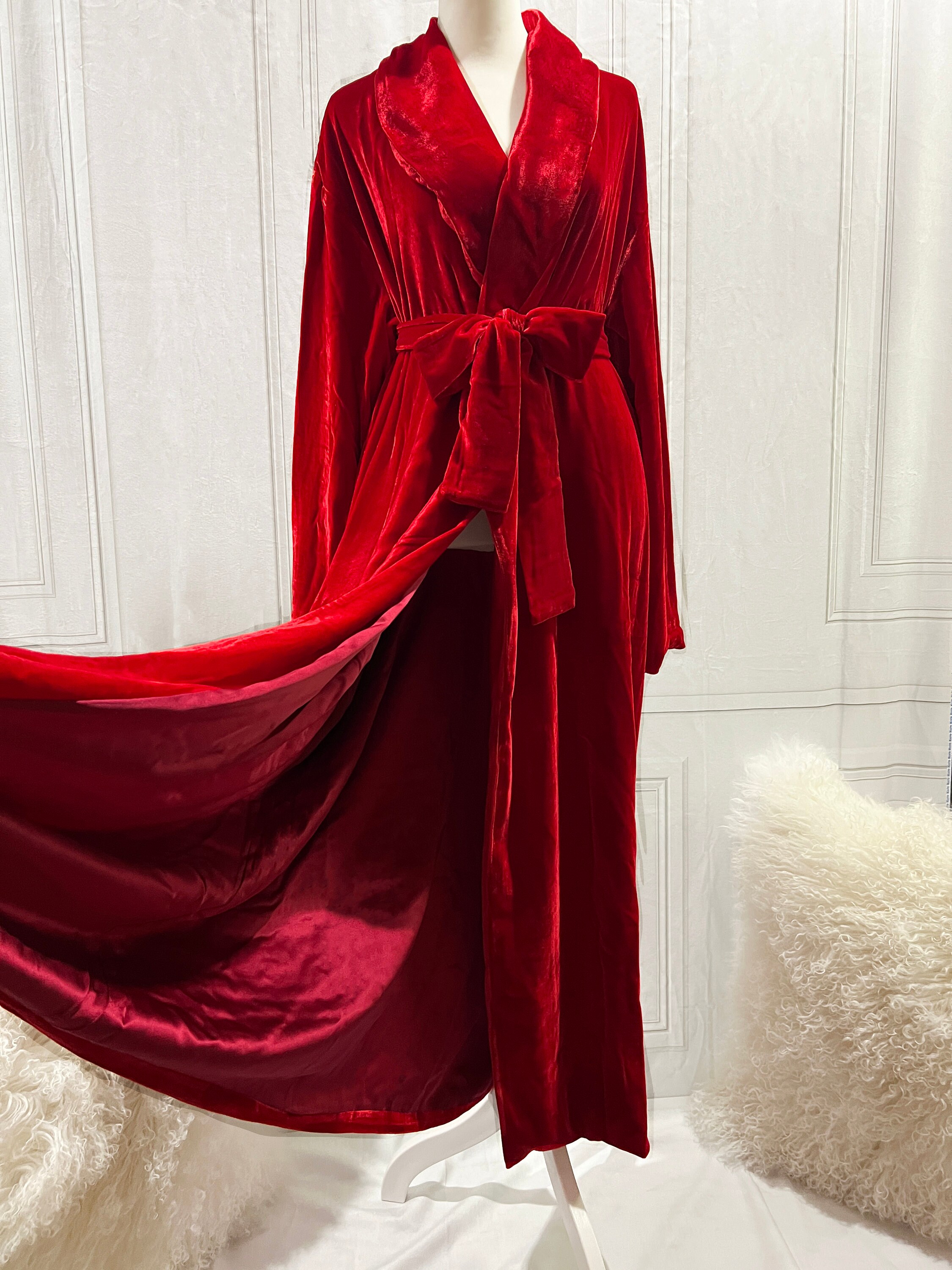 Silk Lined Ultra-luxury Silk Velvet Robe, Boudoir Robe, Velvet Duster ...