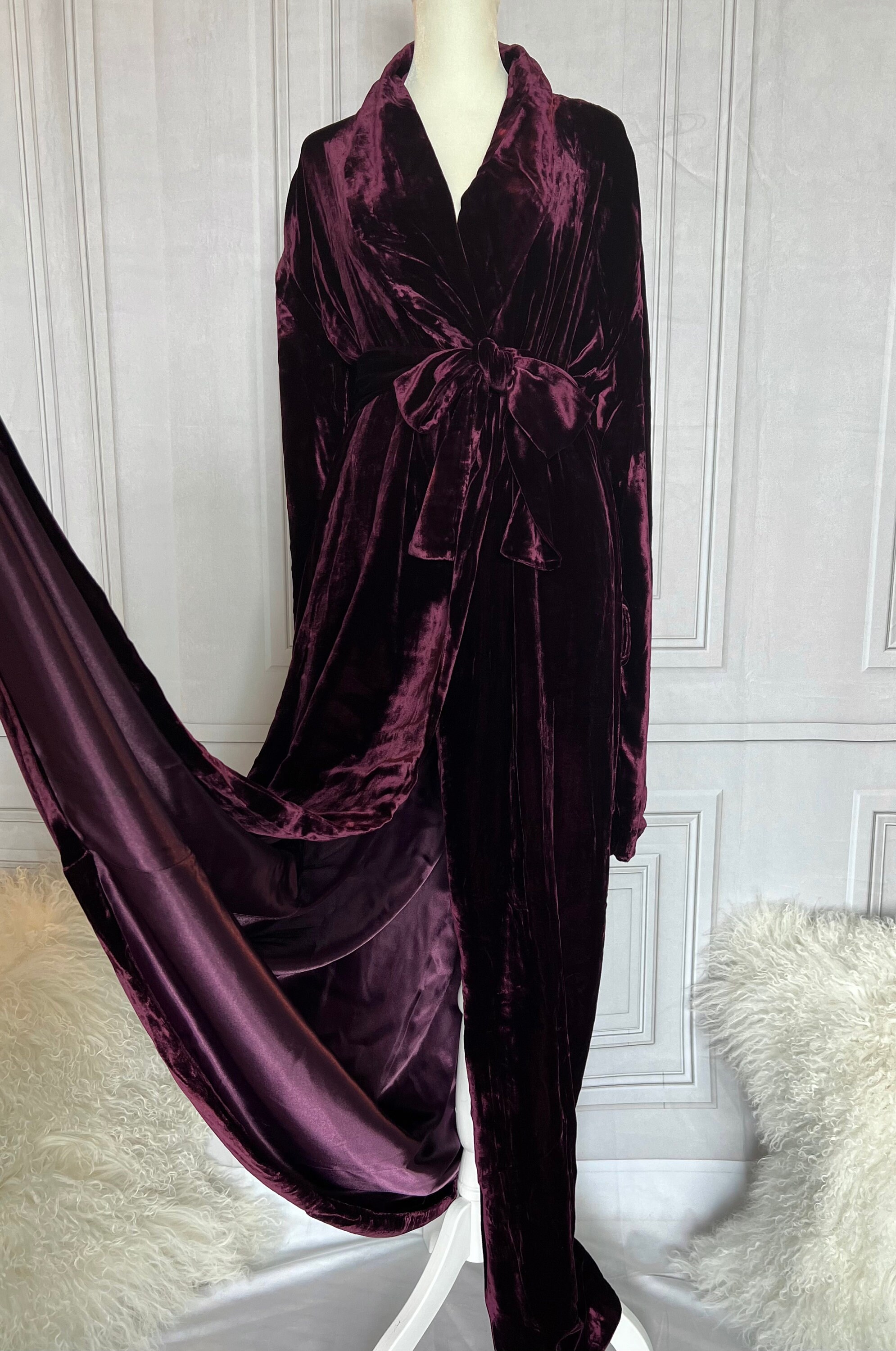 Silk Lined Ultra-luxury Silk Velvet Robe, Boudoir Robe, Velvet Duster ...