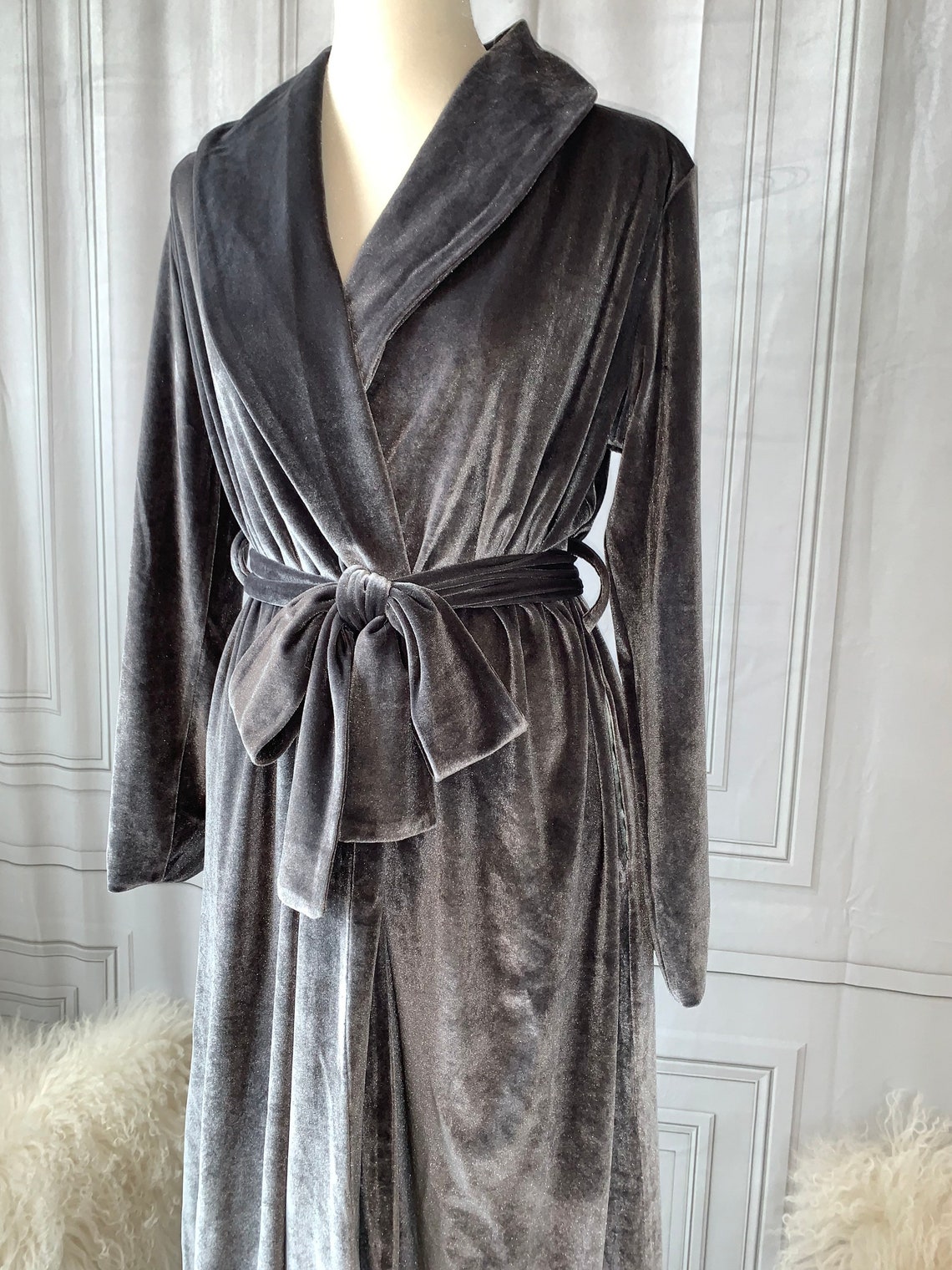 Satin Lined Luxury Velvet Robe, Boudoir Robe, Velvet Duster, House Robe ...
