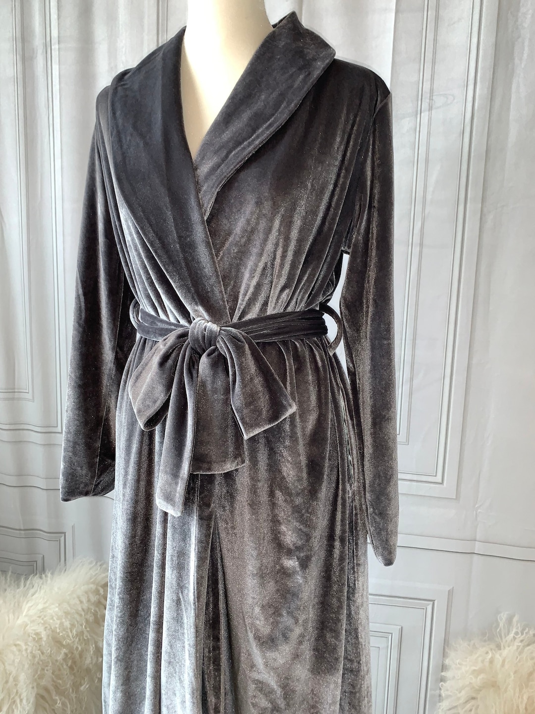 Satin Lined Luxury Velvet Robe, Boudoir Robe, Velvet Duster, House Robe ...