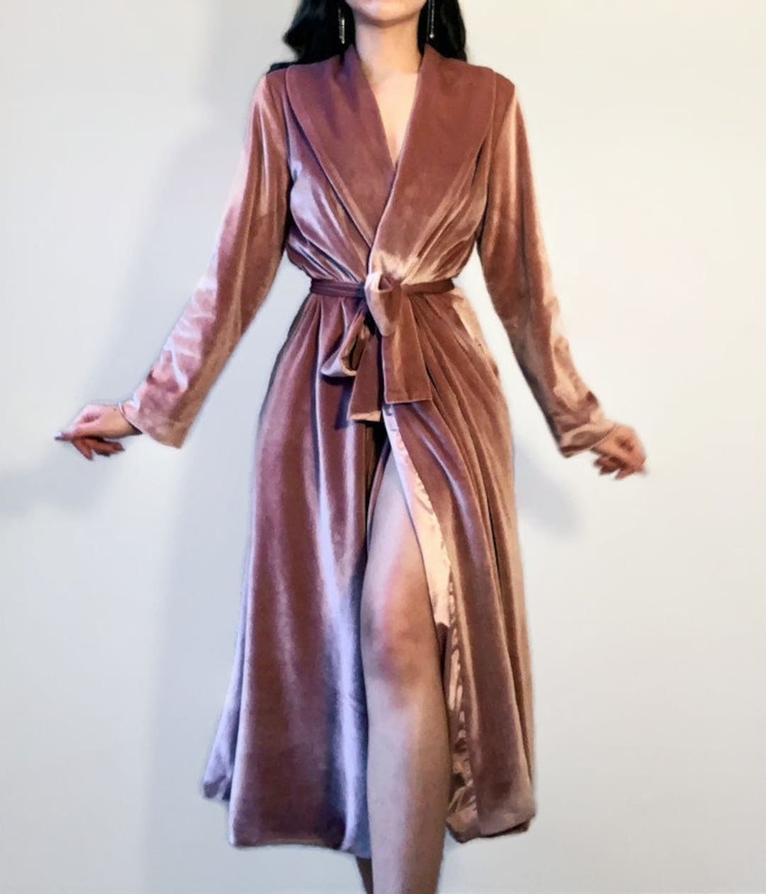 Satin Lined Luxury Velvet Robe, Boudoir Robe, Velvet Duster, House Robe ...