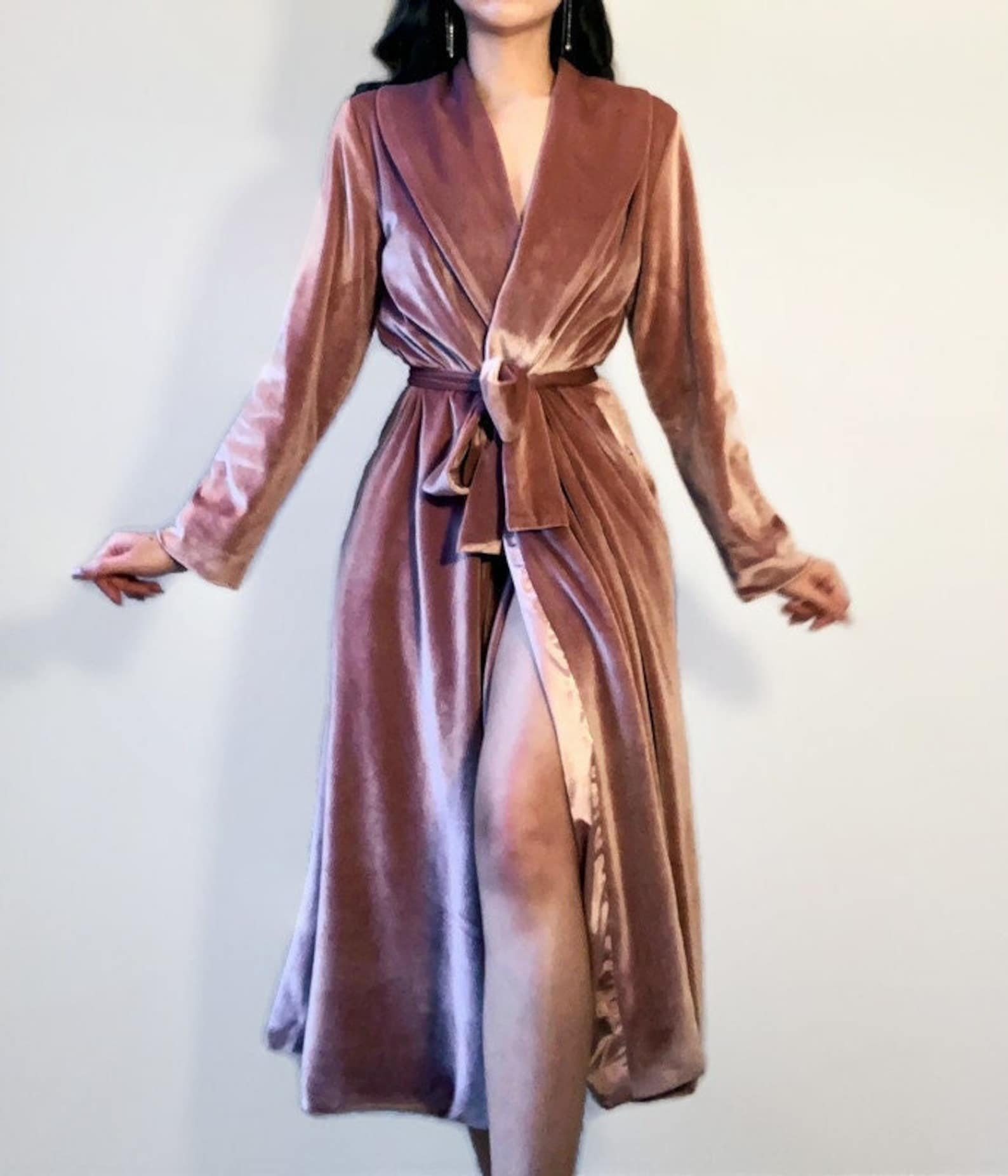 Satin Lined Luxury Velvet Robe, Boudoir Robe, Velvet Duster, House Robe ...