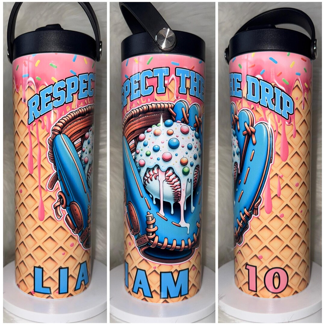 Baseball Drip Water Bottle | Personalized Baseball Water Bottle With ...
