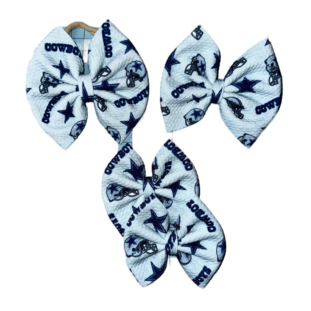Dallas Cowboys Inspired Bow on Nylon Bow on Clip Piggies Newborn Bow ...