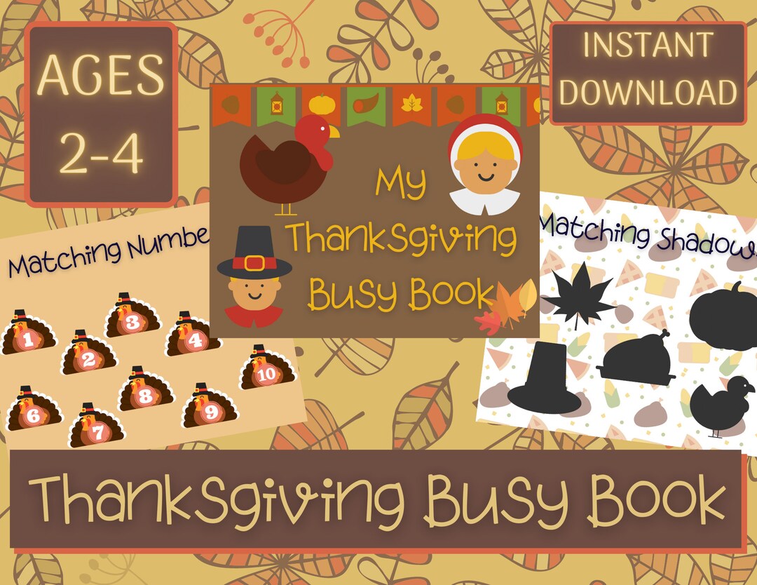Toddler Thanksgiving Busy Book Printable Download - Etsy