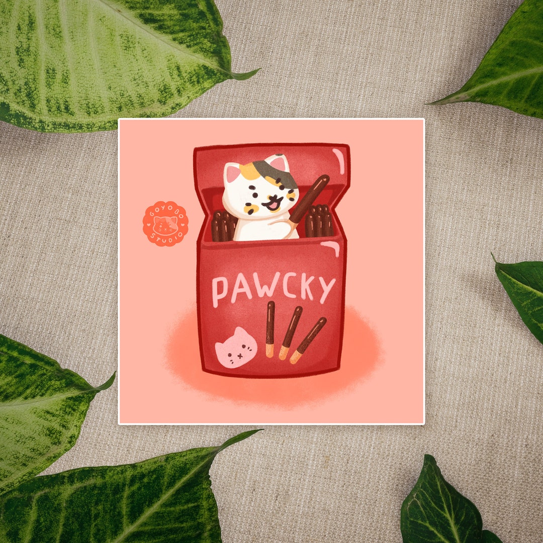 Cat Print 5x5 Pocky Calico Cat - Etsy