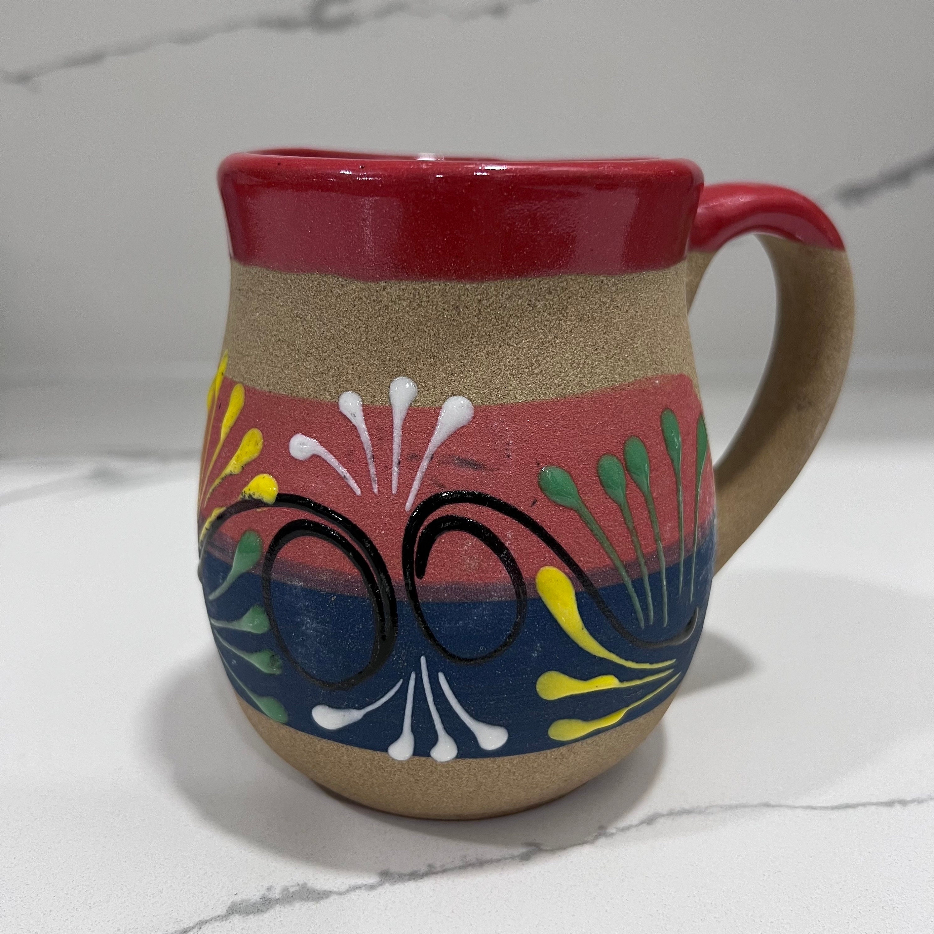 Mexican Coffee Mug Hand Painted Clay - Etsy