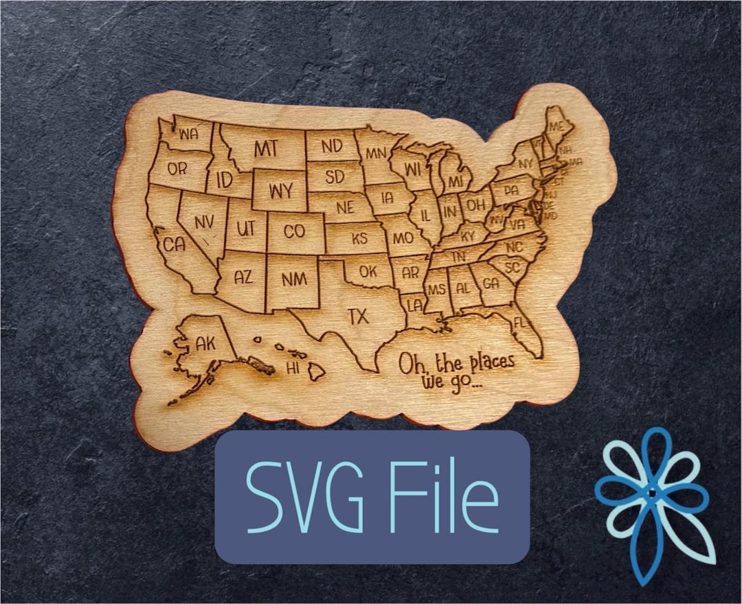 USA Travel Map Digital File - SVG File Only * Magnet and Keychain ...