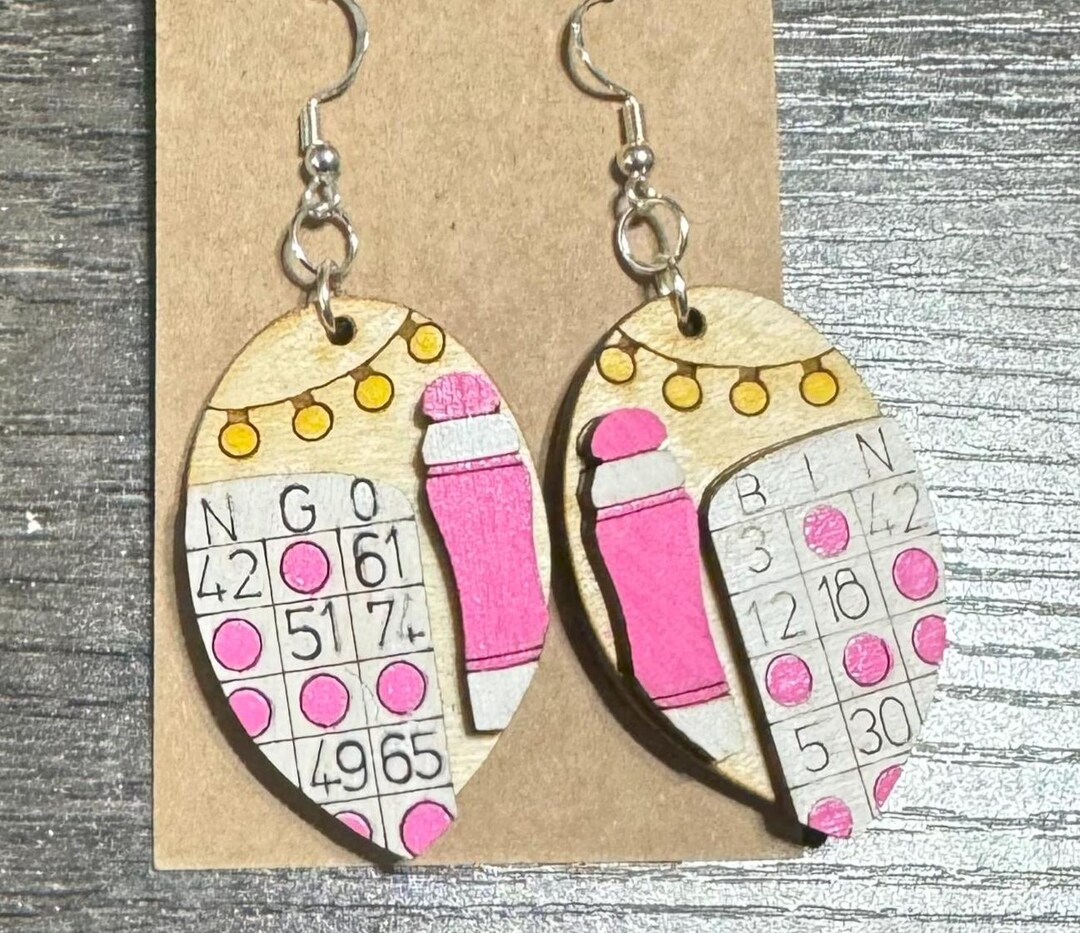 Hand-painted Bingo Card Earrings, Game Night Jewelry - Etsy