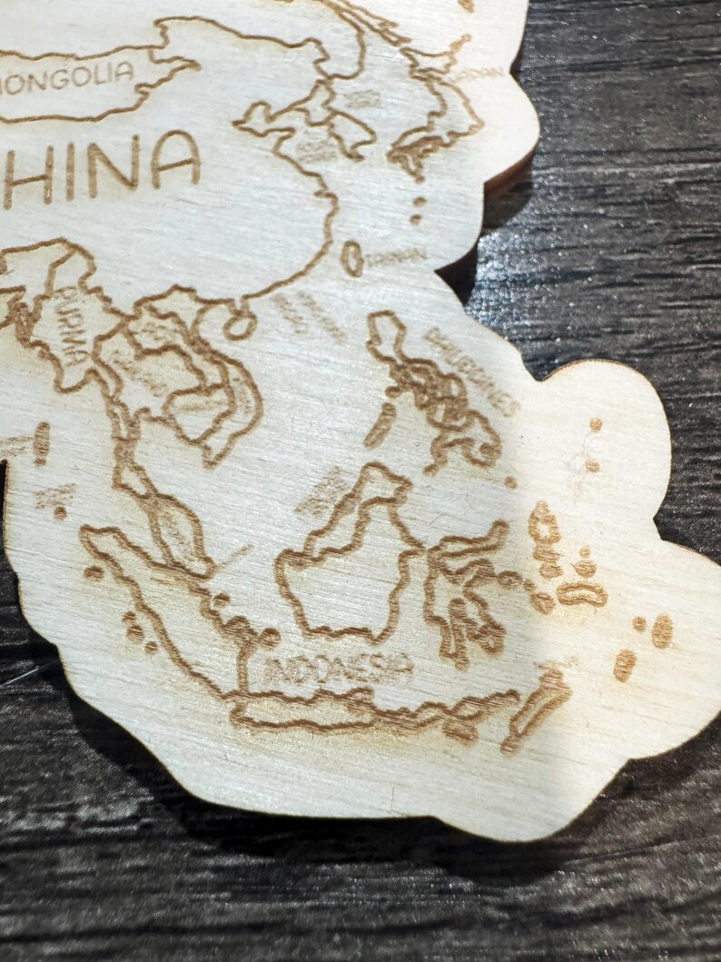 Asia Travel Ornament: Color-your-own Wood Map - Etsy
