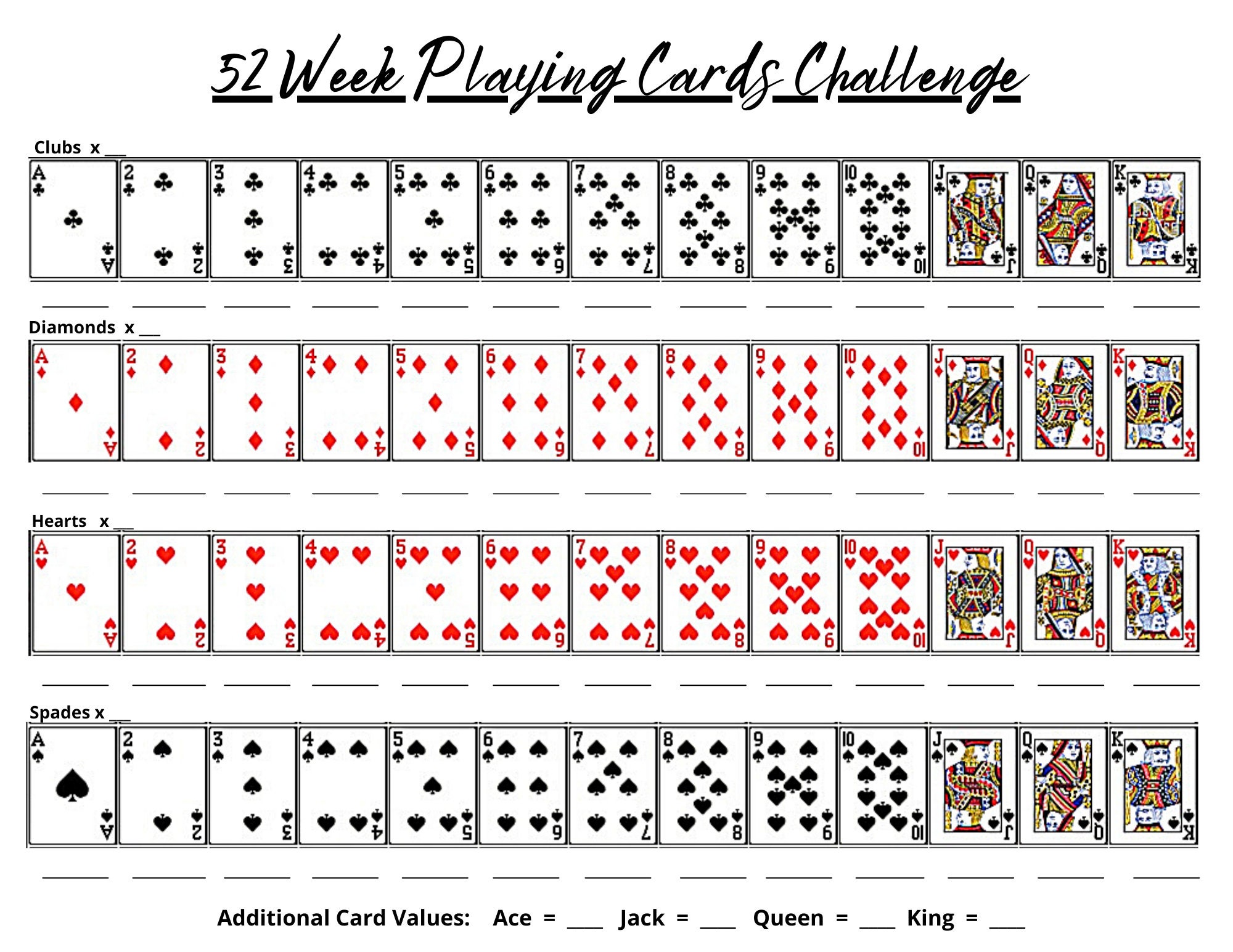 52 Week Playing Card SAVINGS Challenge - Etsy