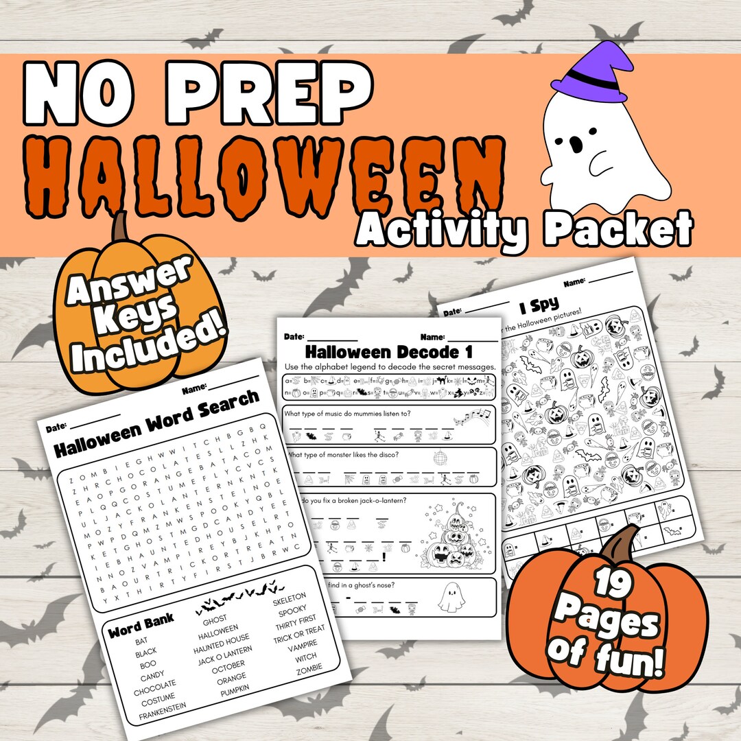 Halloween Activity Pack | NO PREP | Puzzles | Fun Pack | Early Finisher ...