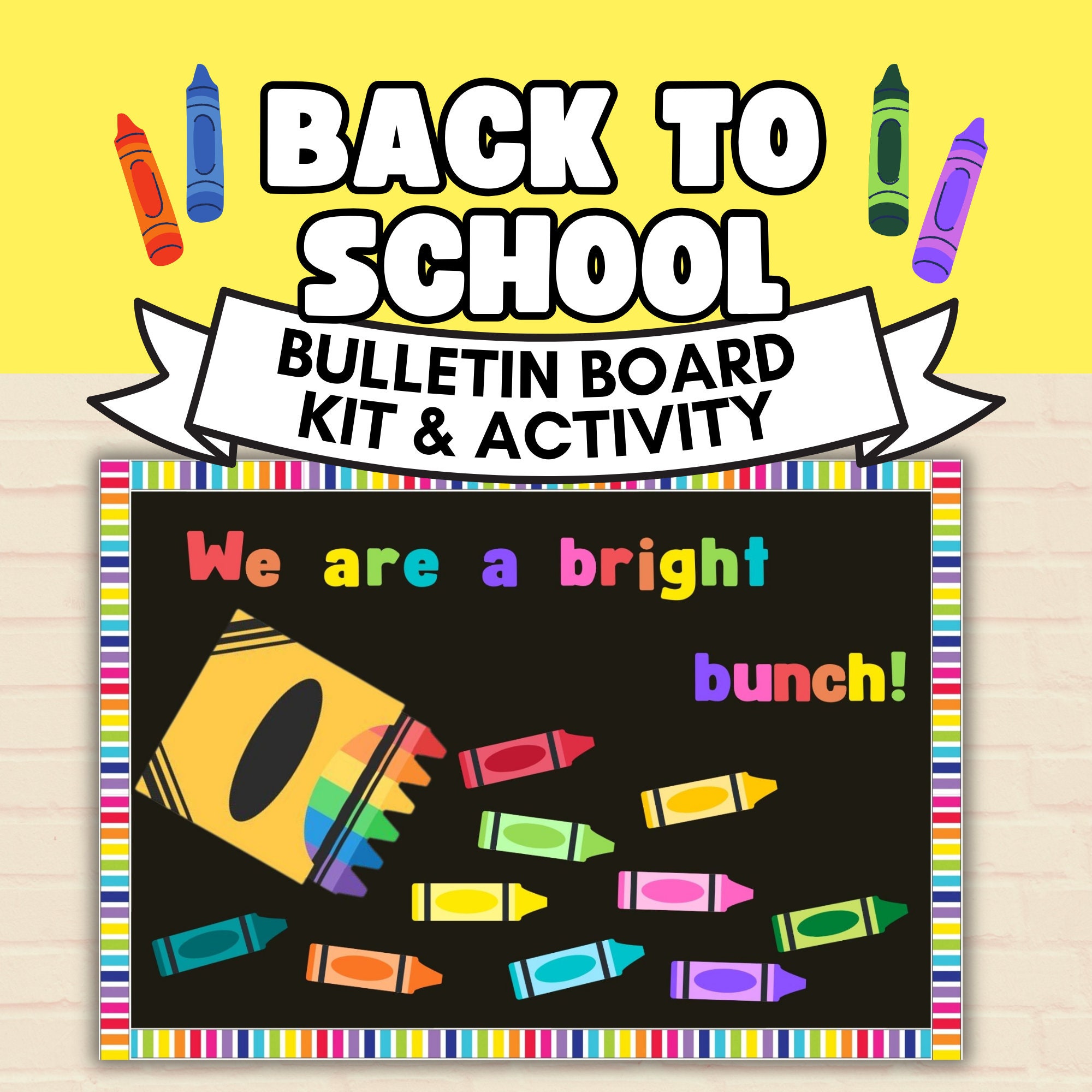 Bright Bunch Bulletin Board Kit | Name Labels | Crayon | Back to School ...