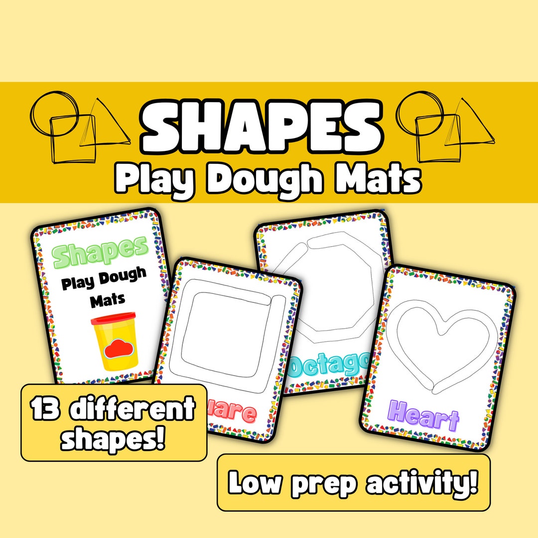Shapes Play Dough Mat Math Center Hands on Activity - Etsy