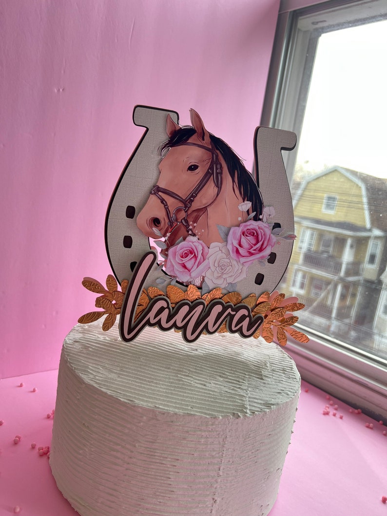 Horse Toppers, Horse Cake Topper, Horse With Pink Flowers, Horse ...