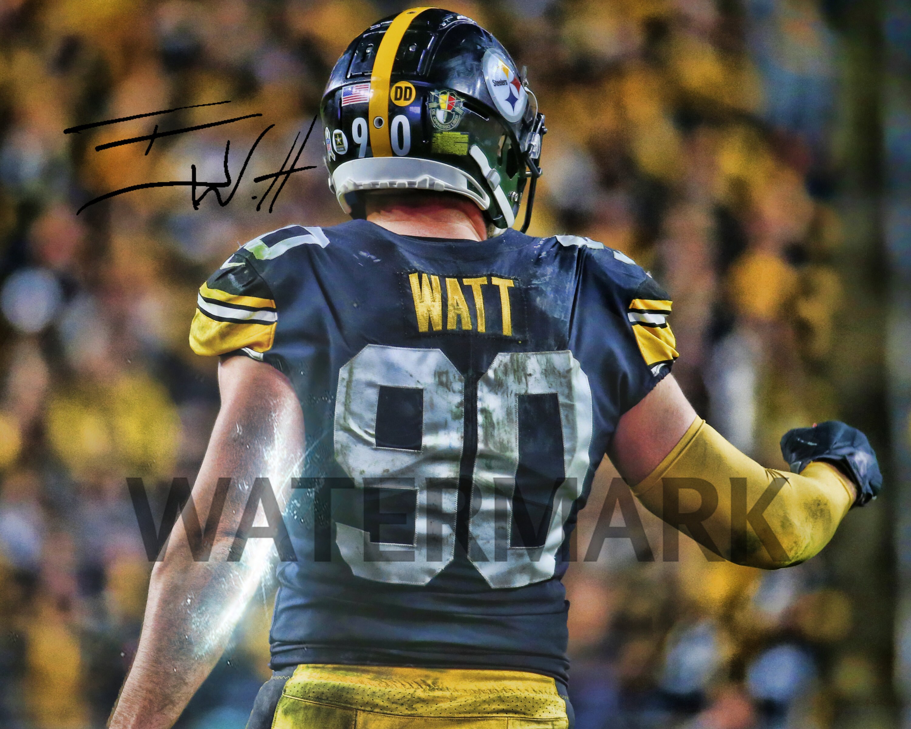 TJ Watt Pittsburgh Steelers Poster Art Autographed NFL 4x6, 5x7, 8x10 ...