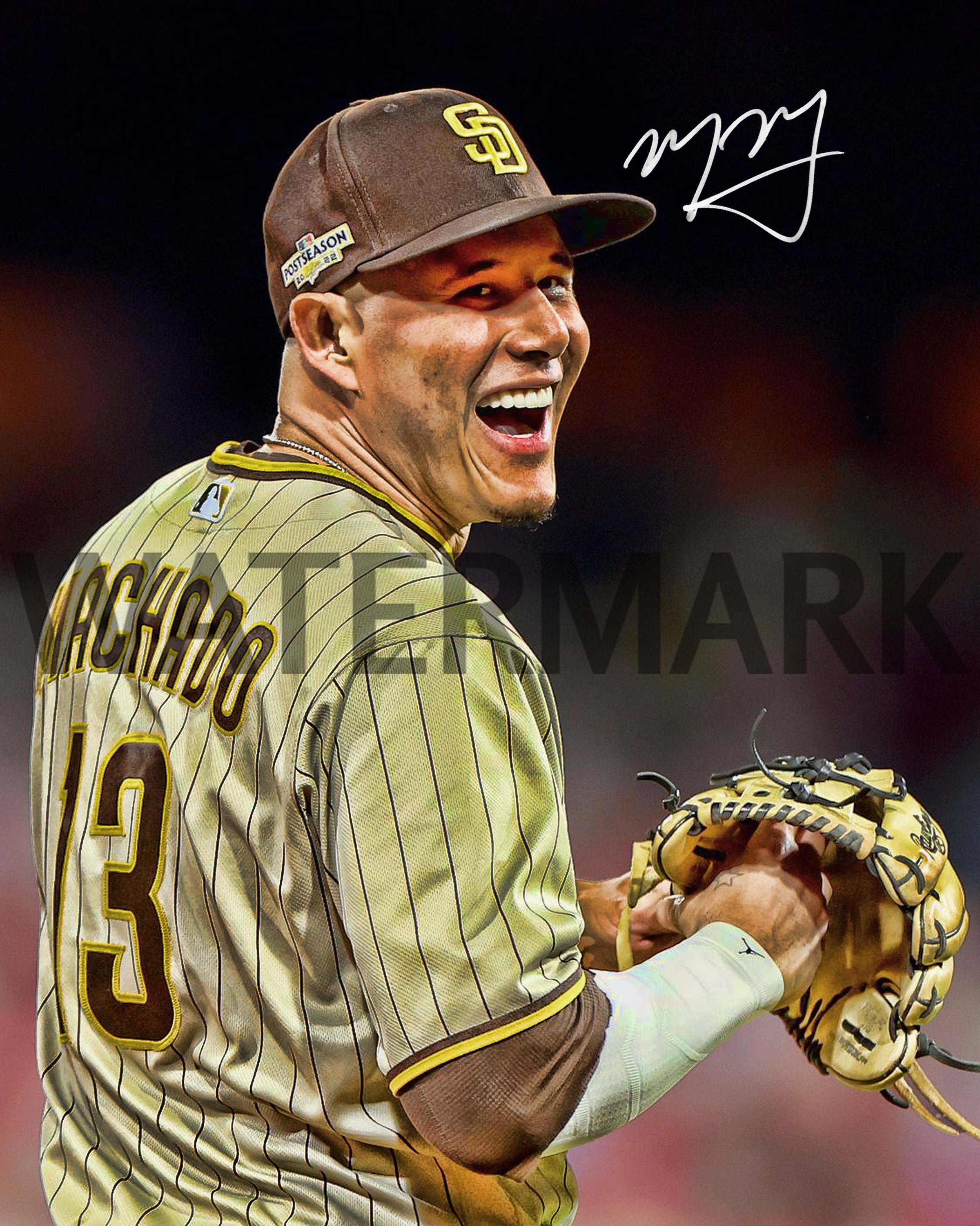 Manny Machado San Diego Padres Poster Art Autographed MLB 4x6 - Etsy