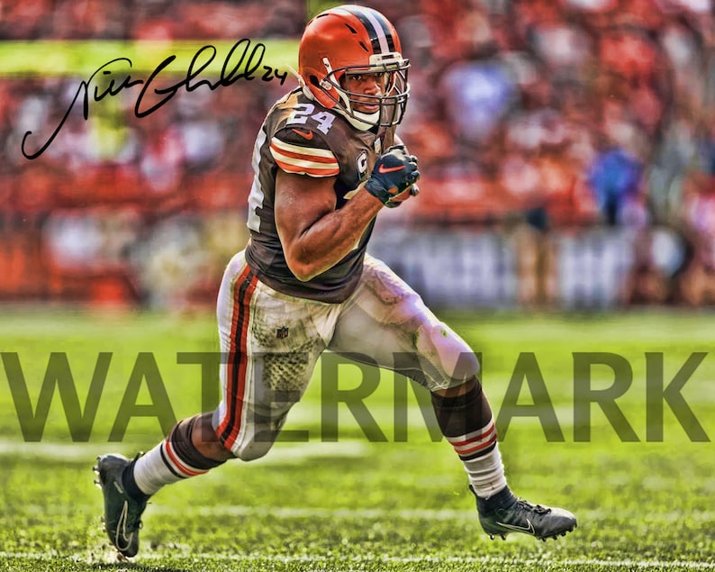 Nick Chubb Cleveland Browns Poster Art Autographed NFL 4x6, 5x7, 8x10 ...