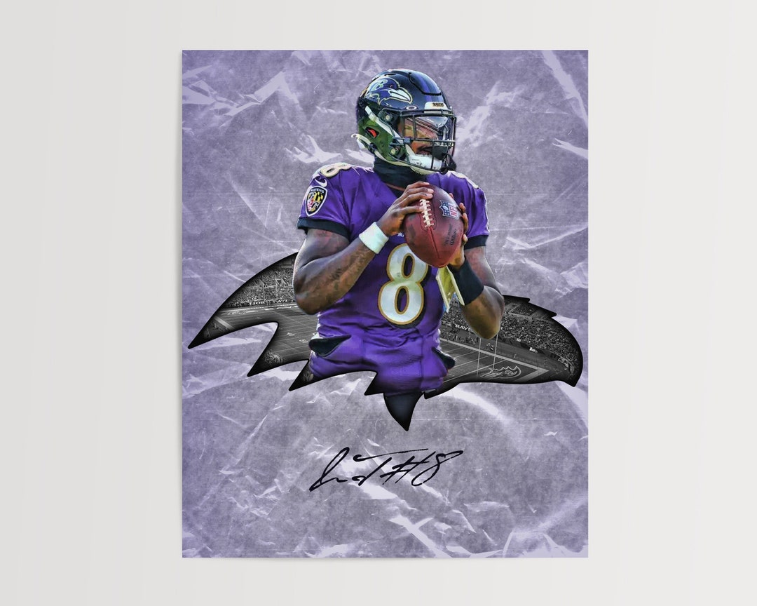 Lamar Jackson Baltimore Ravens NFL Digital Print Autographed RP Poster ...