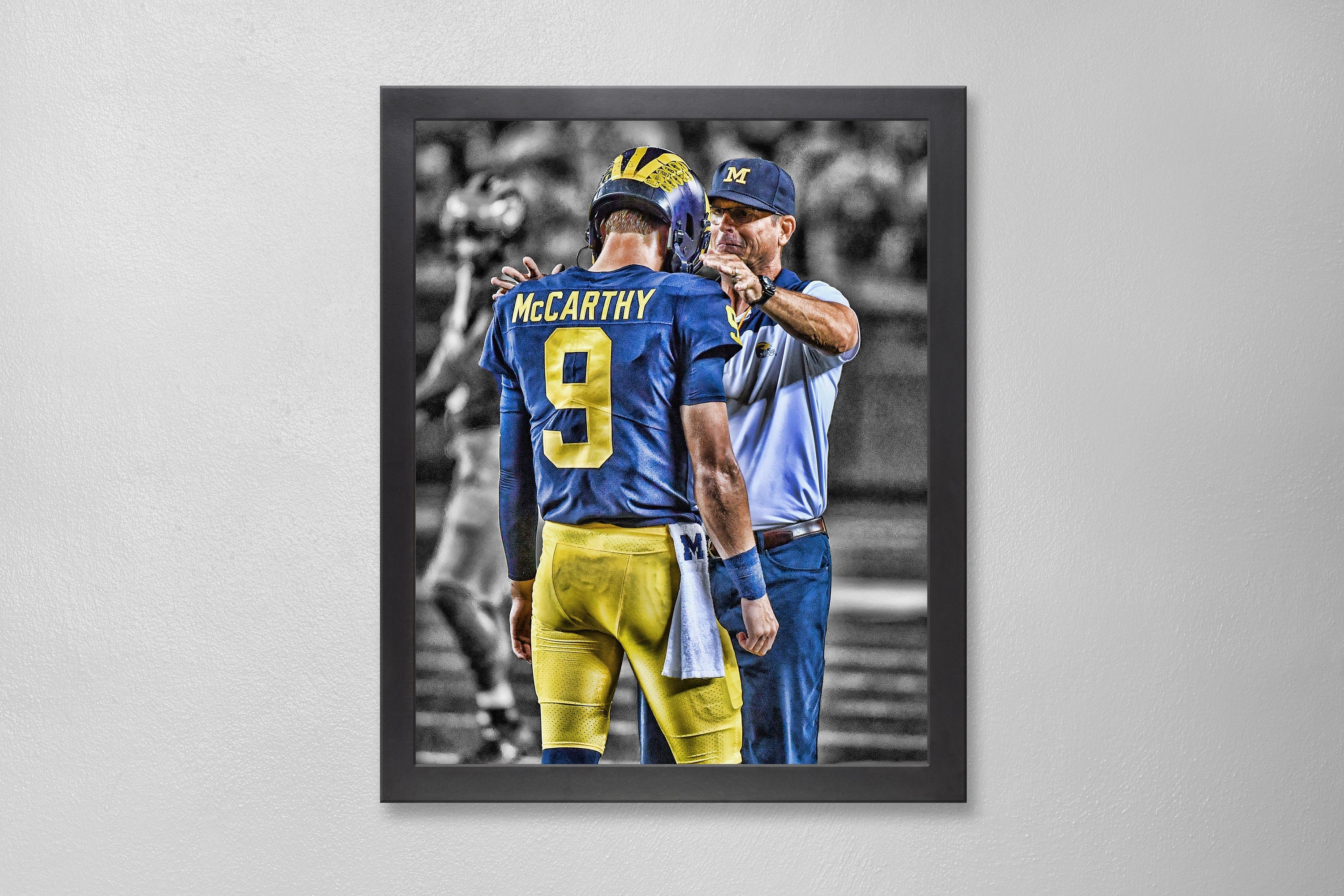 JJ Mccarthy and Jim Harbaugh Michigan Wolverines Poster Art Autographed ...