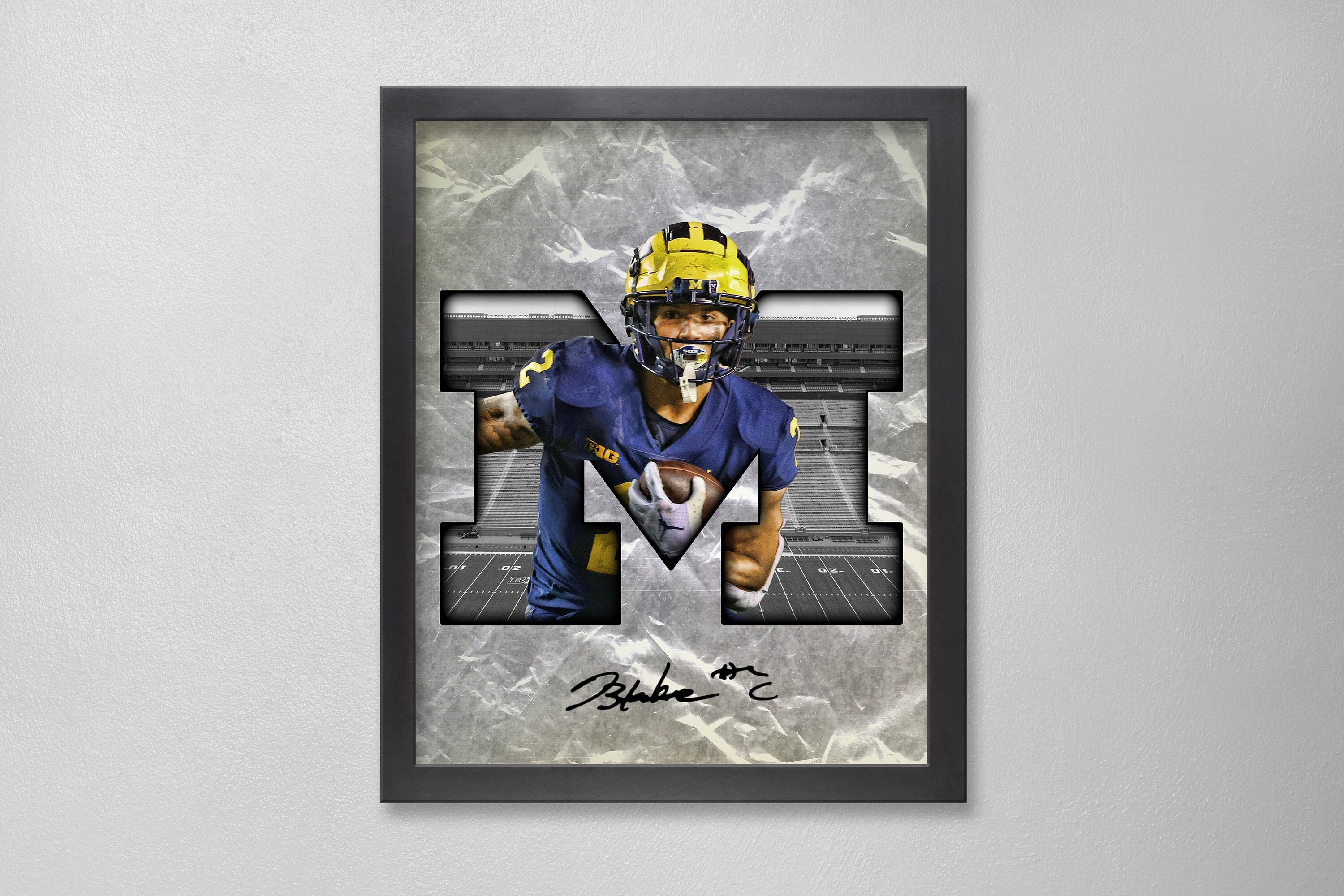 Blake Corum Michigan Wolverines Poster Art Autographed NCAA 4x6, 5x7, 8x10, 9x12, 11x14, 16x20 ...