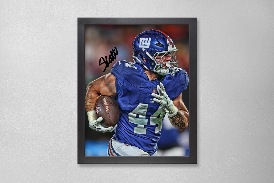 Cam Skattebo New York Giants Poster Art Autographed NFL 4x6, 5x7, 8x10 ...