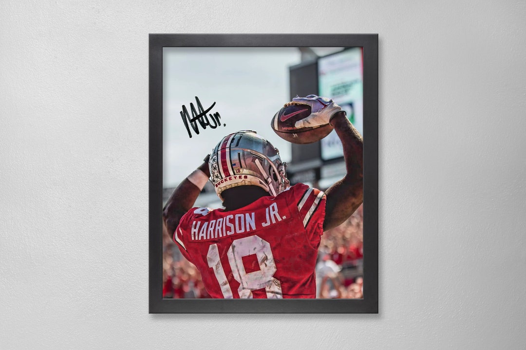 Marvin Harrison Jr Ohio State Buckeyes Poster Art Autographed NCAA 4x6 ...