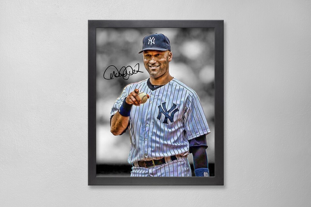 Derek Jeeter New York Yankees Poster Art Autographed MLB 4x6, 5x7, 8x10 ...