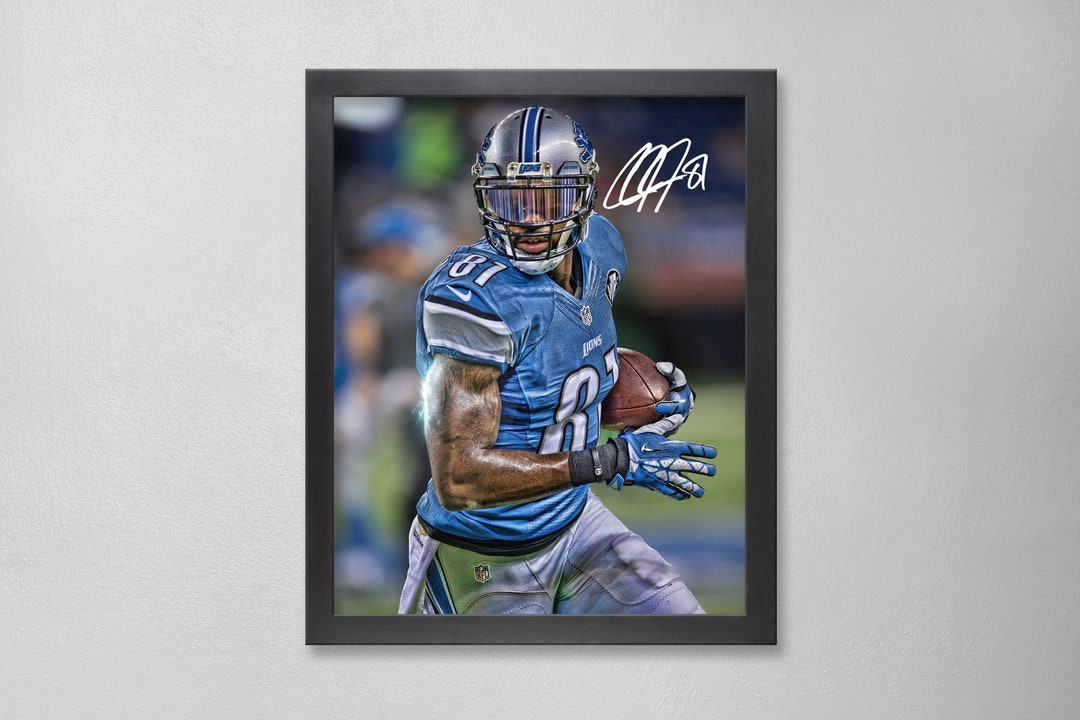 Calvin Johnson Detroit Lions Poster Art Autographed NFL 4x6, 5x7, 8x10 ...