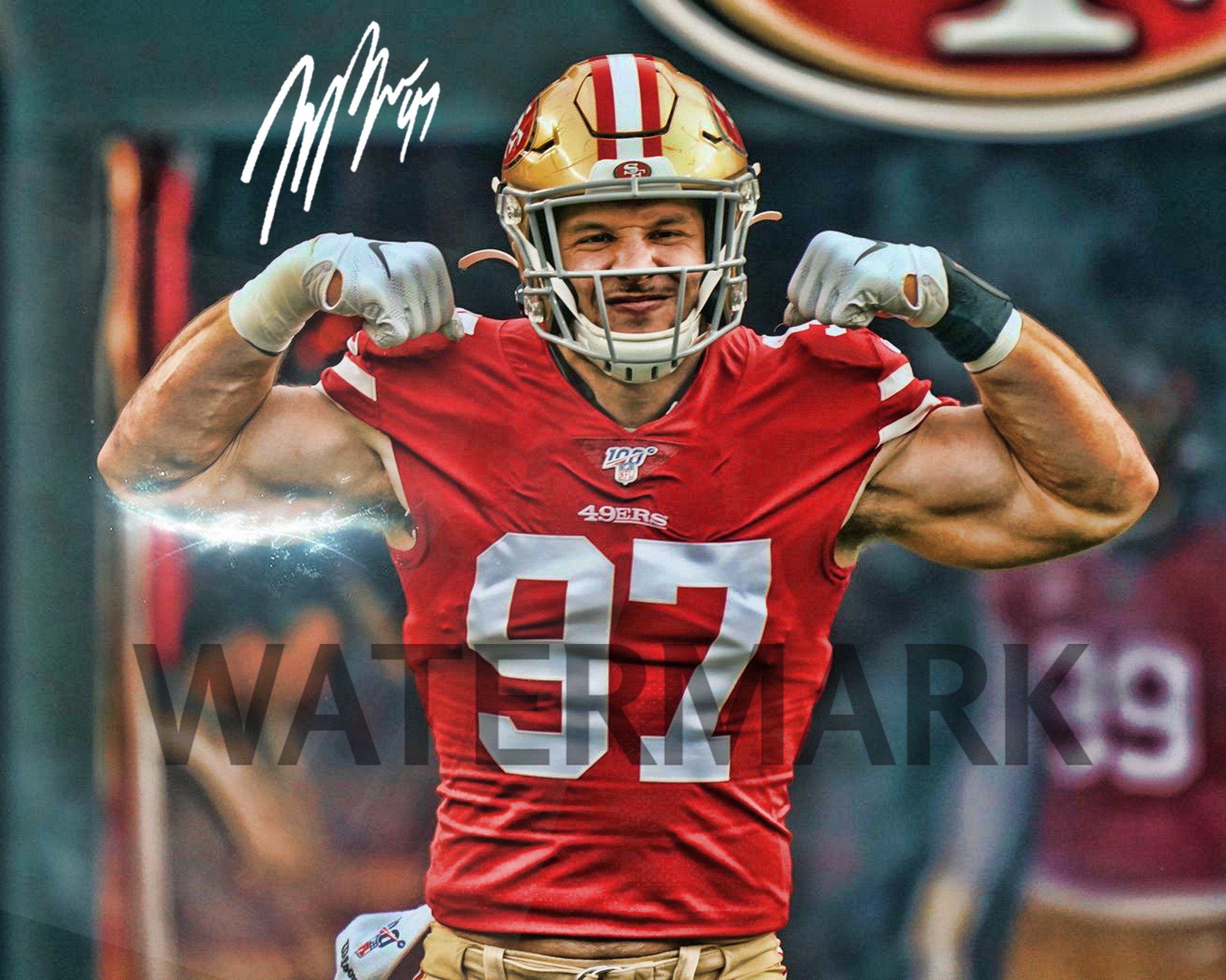 Nick Bosa San Francisco 49ers Poster Art Autographed NFL 4x6, 5x7, 8x10 ...