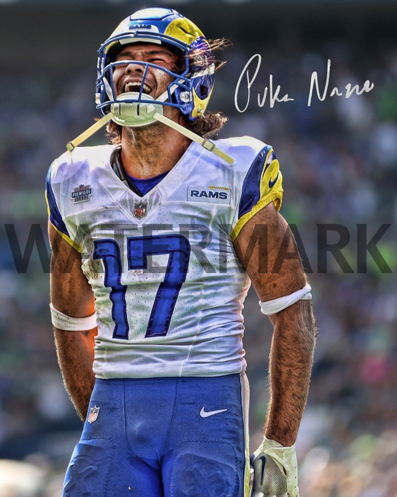 Puka Nacua Los Angeles Rams Poster Art Autographed NFL 4x6, 5x7, 8x10 ...