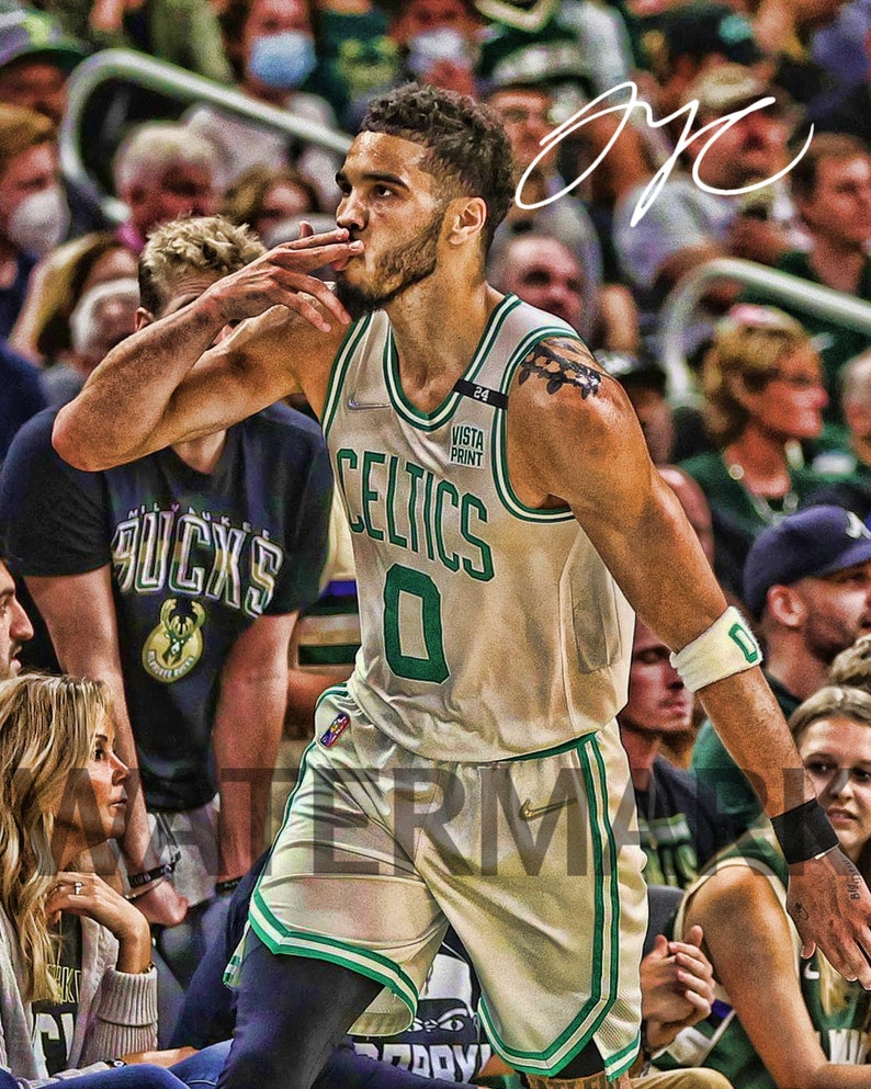 Jayson Tatum Boston Celtics Poster Art Autographed NBA 4x6, 5x7, 8x10, 9x12, 11x14, 16x20, 18x24 ...