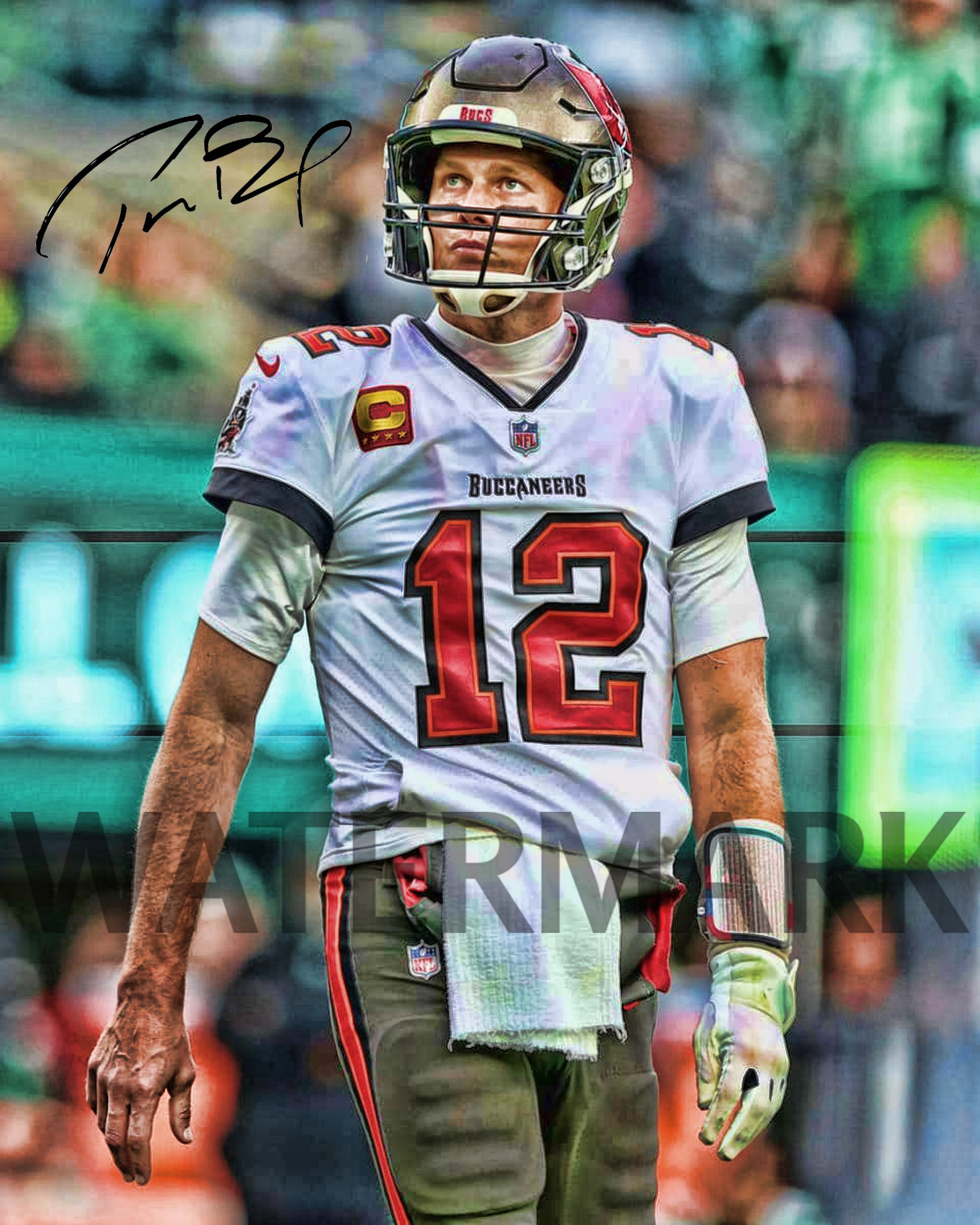 Tom Brady Tampa Bay Buccaneers Poster Art Autographed NFL 4x6, 5x7 ...