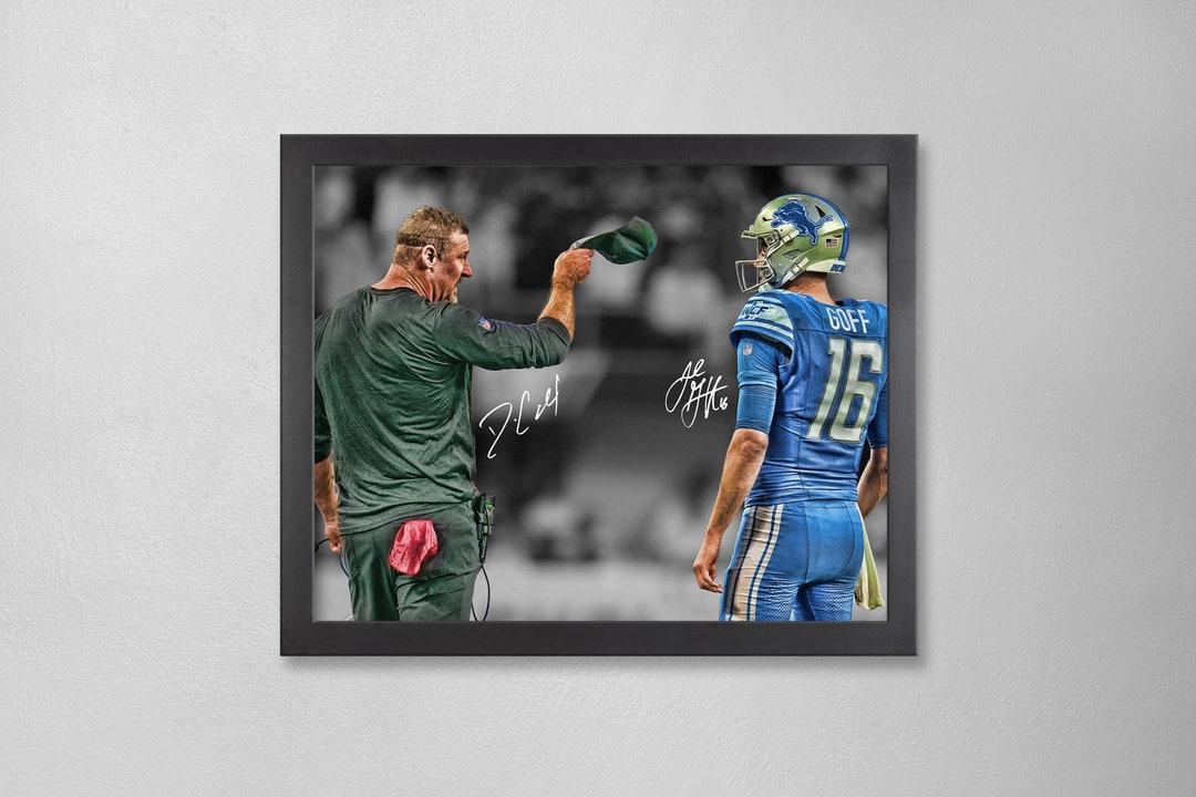 Jared Goff and Dan Campbell Detroit Lions Poster Art Autographed NFL ...