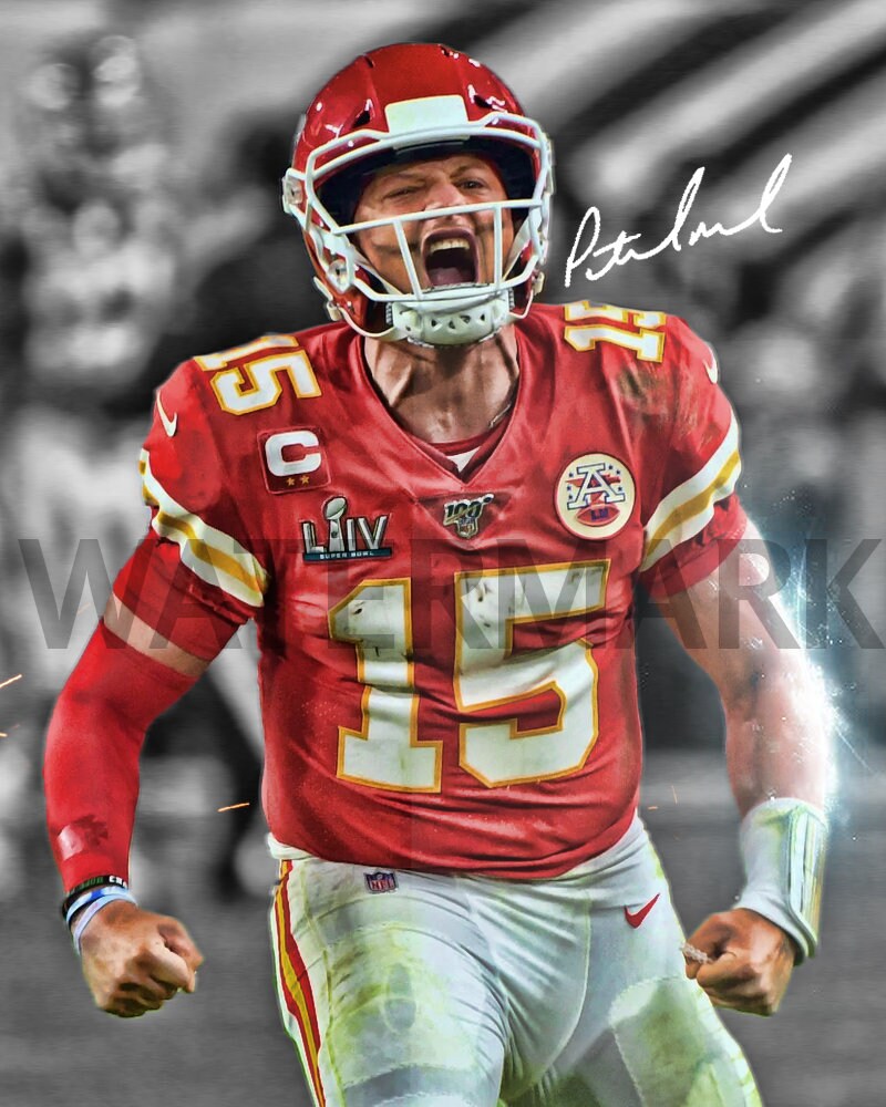 Patrick Mahomes Kansas City Chiefs Poster Art Autographed NFL 4x6, 5x7 ...